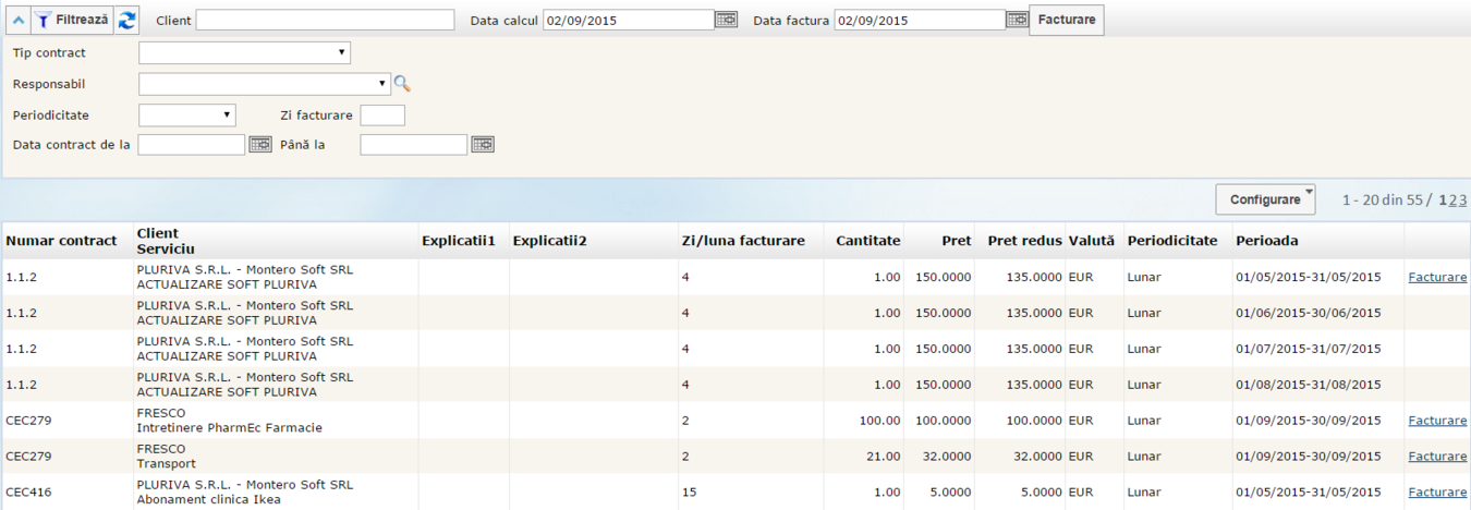 Contracte clienti - Generare facturi - docs
